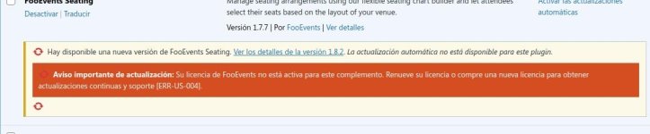 Necesito ayuda | Problemas con la Licencia del Plugin FooEvents Seating | Forowebmasters
